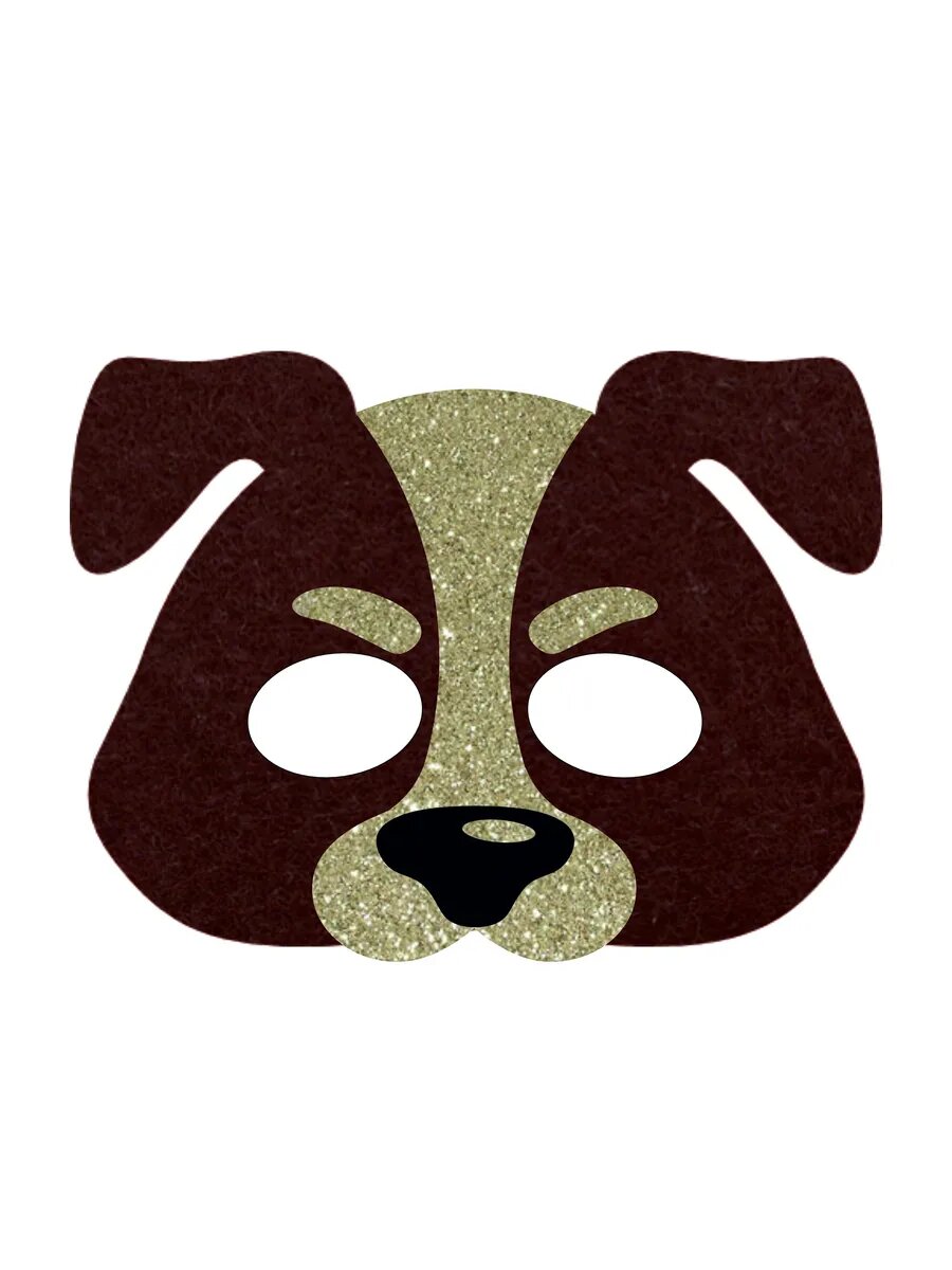 Маска "Собака", фетр, новогодняя, мягкая, коричневая, 17x21см