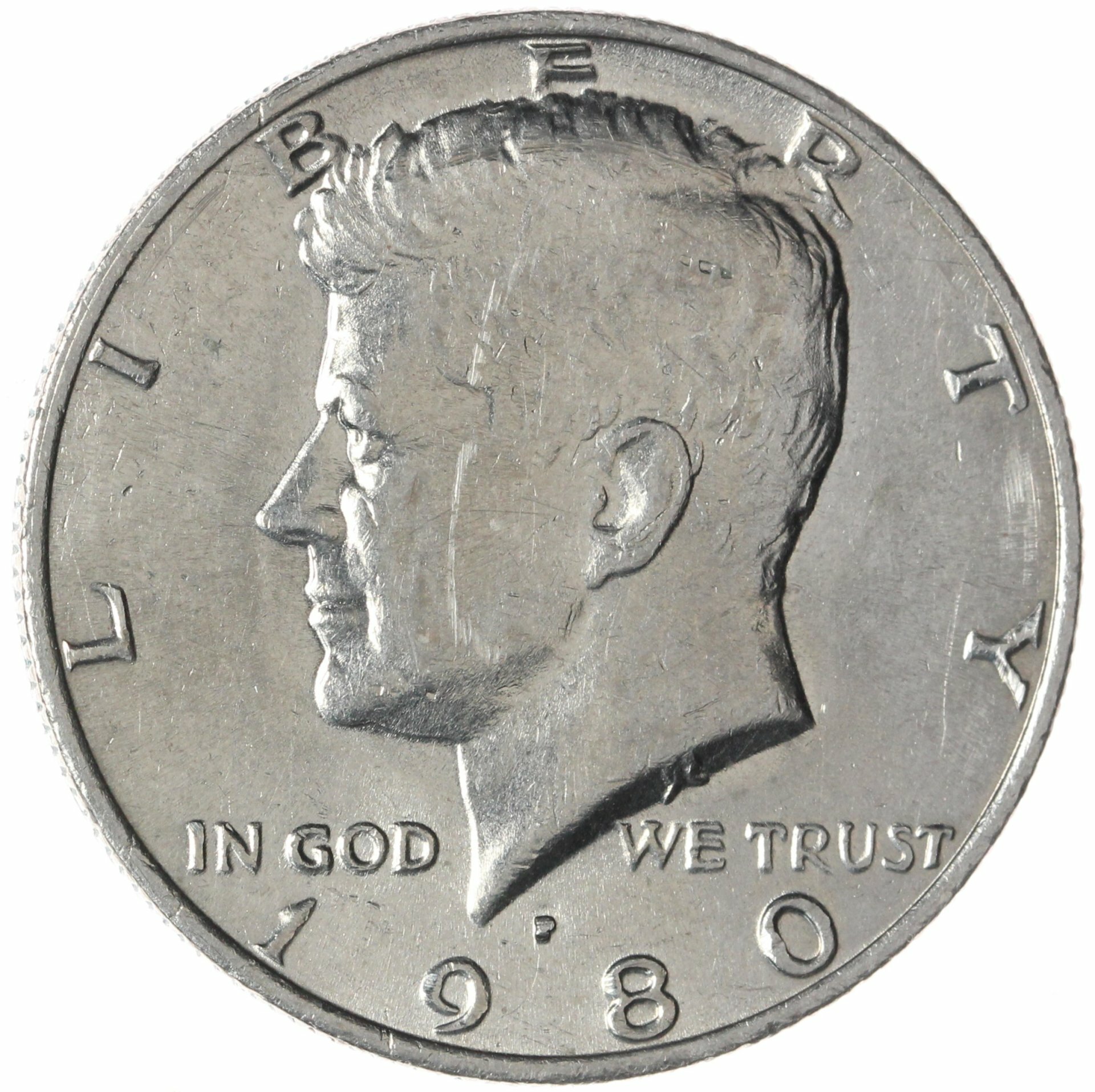 США 50 центов 1/2 доллара, half dollar 1980 D Kennedy Half Dollar Кеннеди знак монетного двора "D", Медь, в сохранности XF