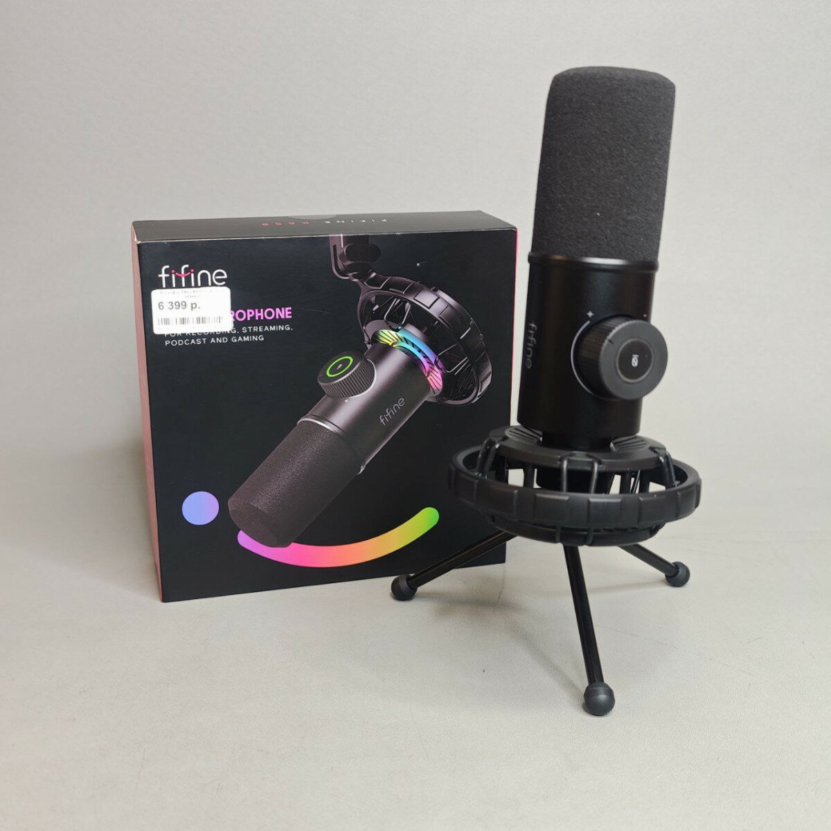 Микрофон Fifine K658 Black, динамический, USB, с RGB-подсветкой, для игр, черный