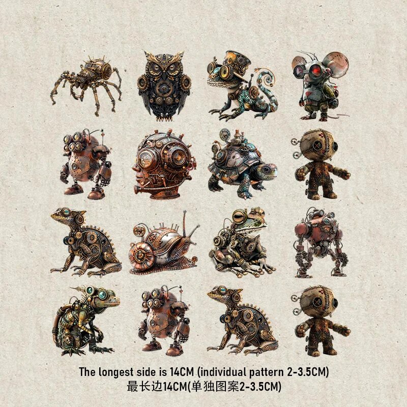 Наклейки steampunk животные: ящерица, сова, мышь