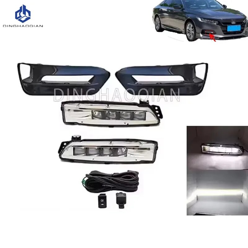 Светодиодные DRL автомобильные дневные ходовые огни, передний бампер, противотуманные фары с указателями поворота, аксессуары для Honda Accord 10-го поколения 2018 2019 2020