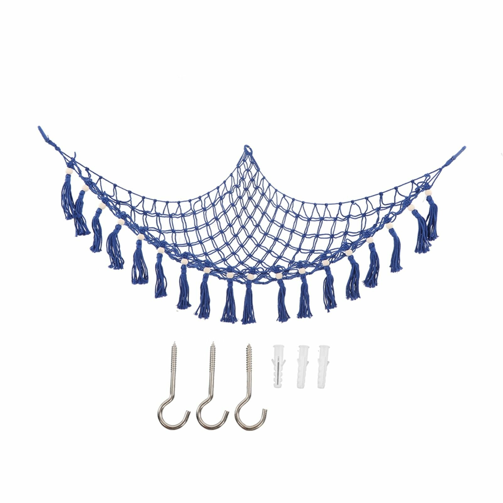 Гамак для хранения игрушек, тканый треугольный деревянный бисер с кисточкой, гамак с чучелами животных для дома, королевский синий