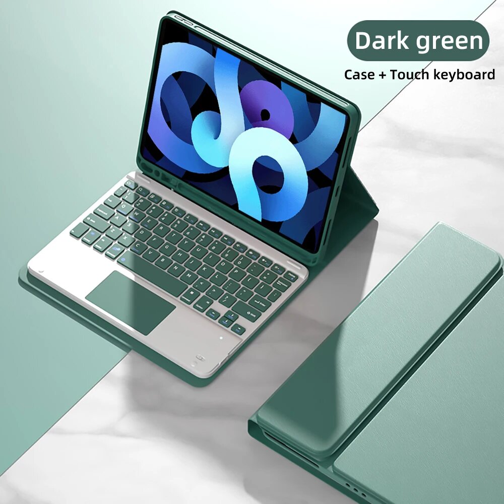 Чехол-клавиатура HUAIBX для iPad Air 4/5 10,9 дюйма Russian keyboard, Dark green C