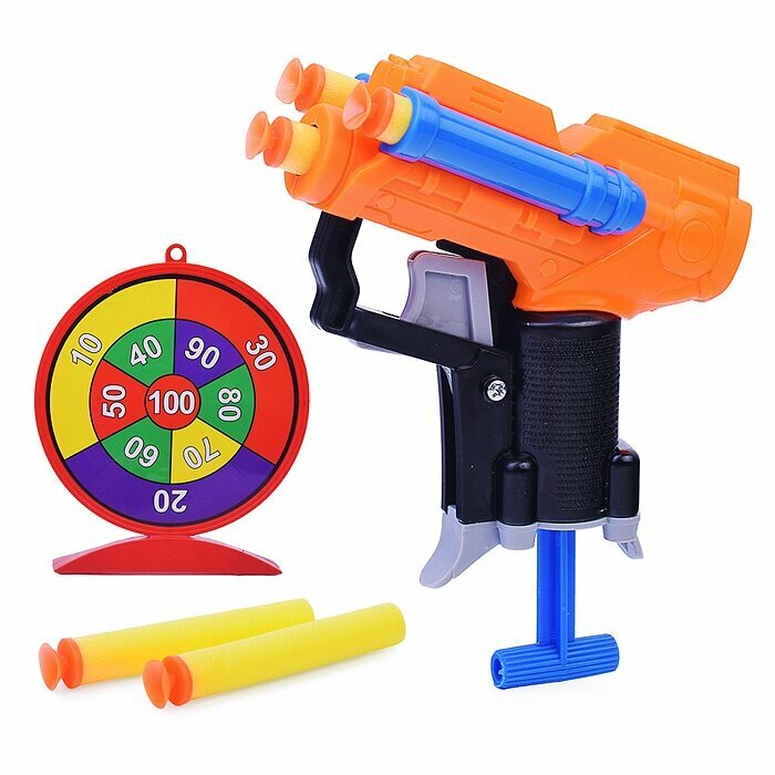 Пистолет игрушечный Oubaoloon "Super-1", с мягкими полимерными пулями и мишенью, в пакете (TL1268)