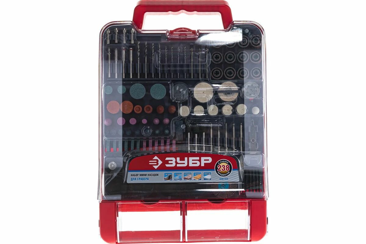 Набор мини-насадок ЗУБР для гравёра, металл, пластик, дерево, 238 предметов