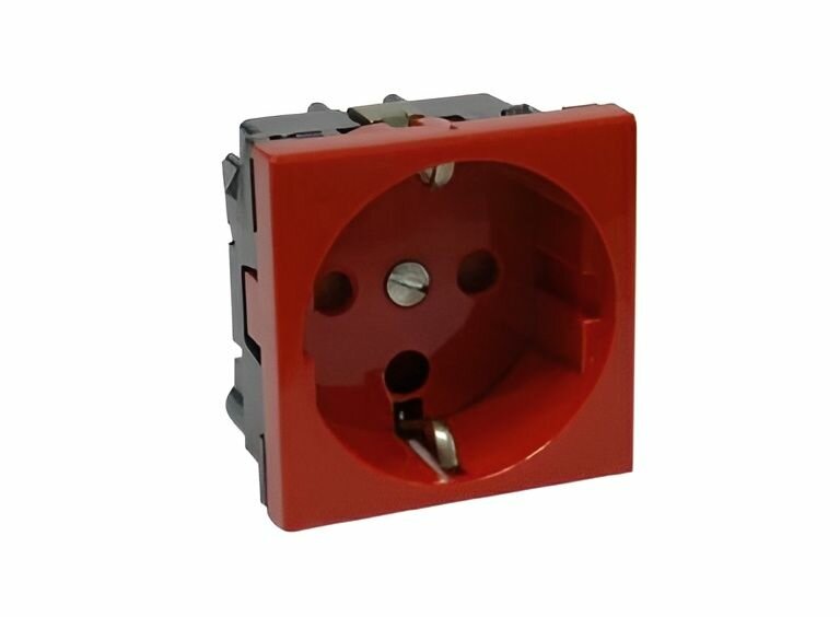 Legrand Mosaic Красная Розетка -2М с/з с замком 2шт арт 74132