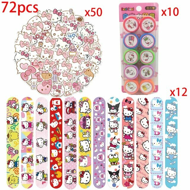 Украшения для дня рождения в стиле Hello Kitty, браслеты «Пат-а-бу», марки, наклейки, подарочные пакеты, торты, небольшие подарки, товары для вечеринок.