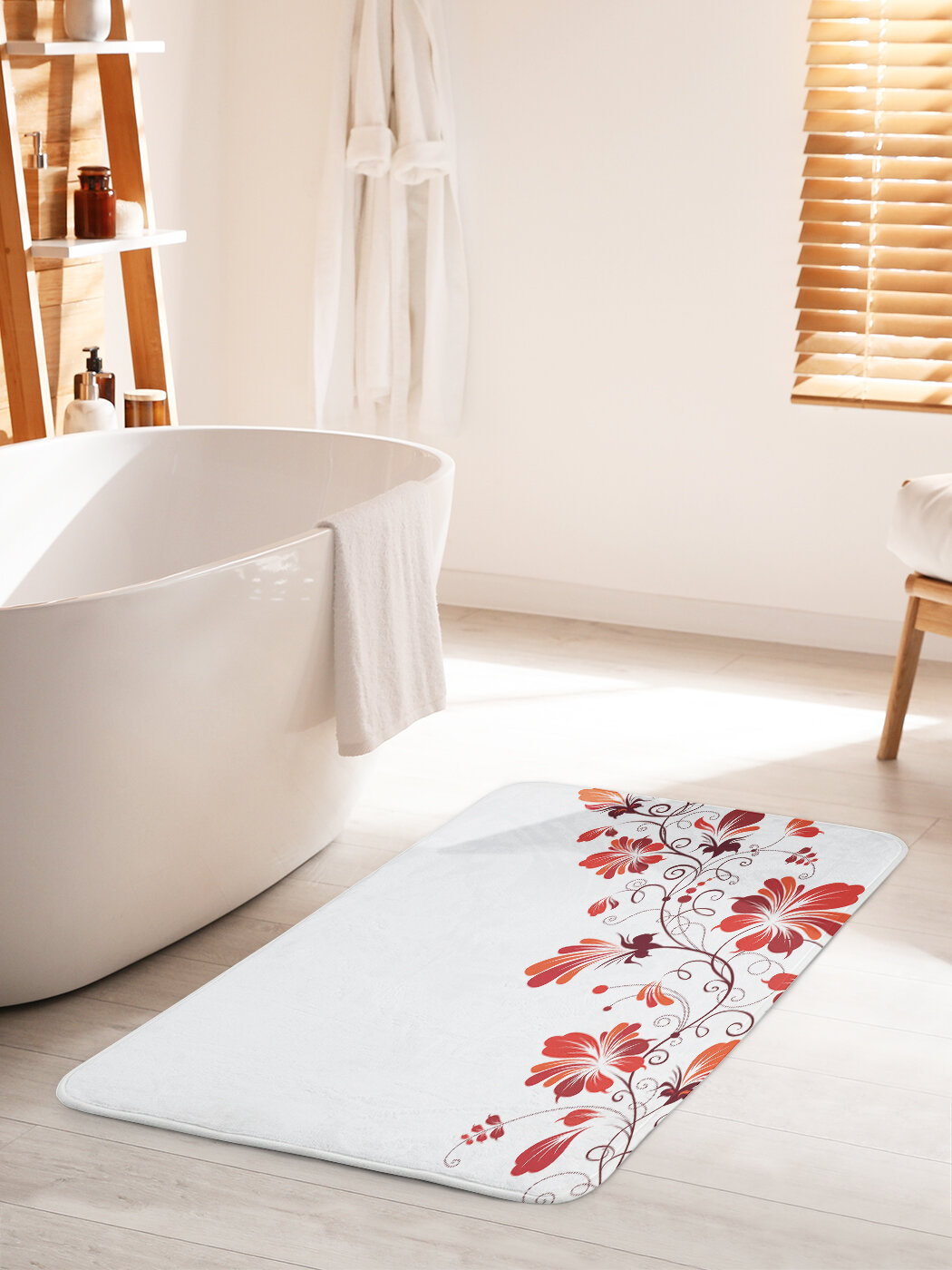 Коврик для ванной комнаты и туалета противоскользящий "Плетение цветов" 60х100 см, JoyArty