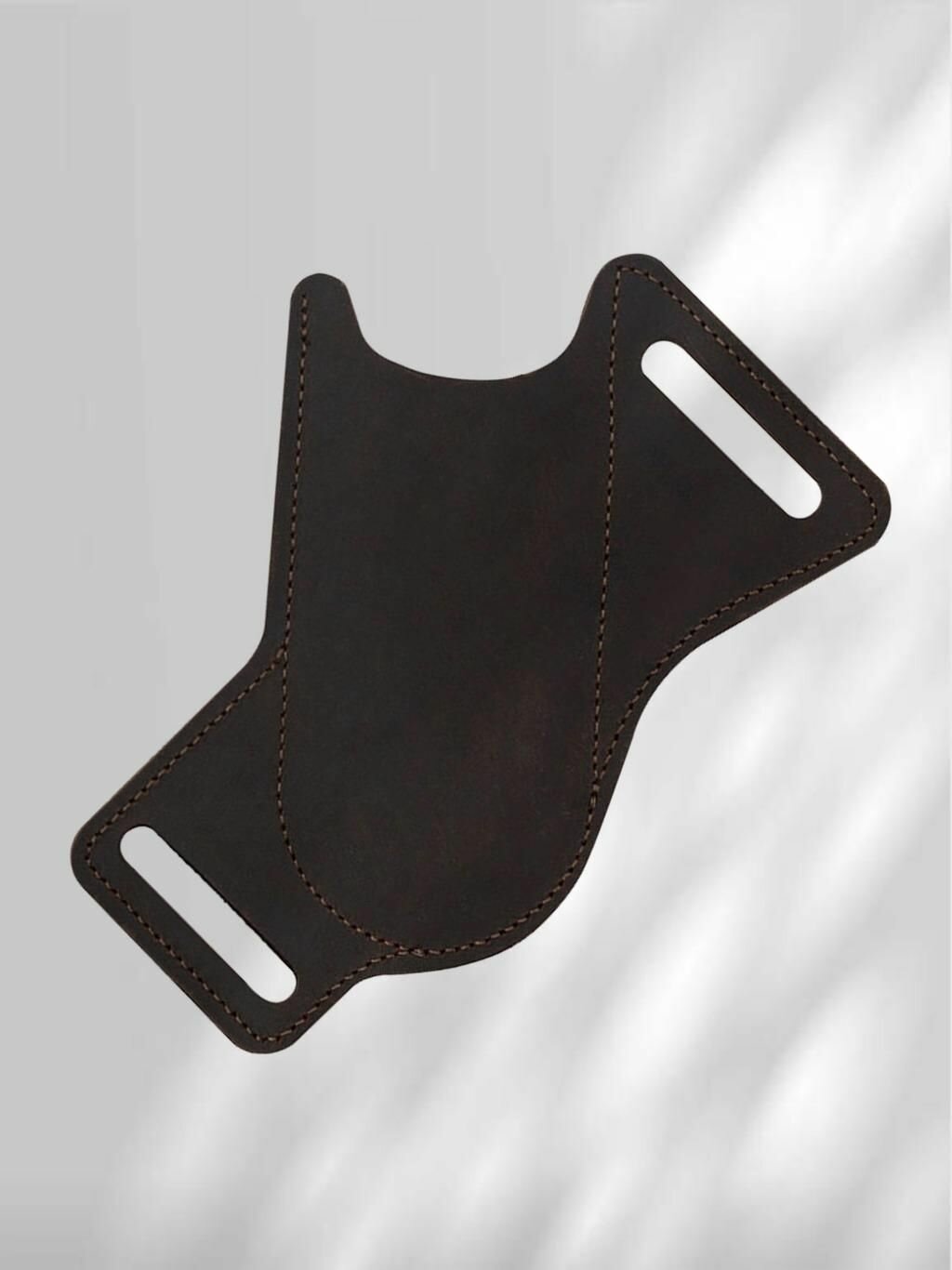 Кожаный чехол для карманного ножа, Темно - коричневый