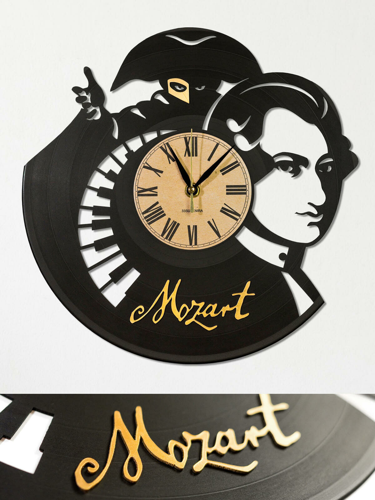 Часы настенные "Моцарт", виниловая пластинка, матовая поверхность, 30 см