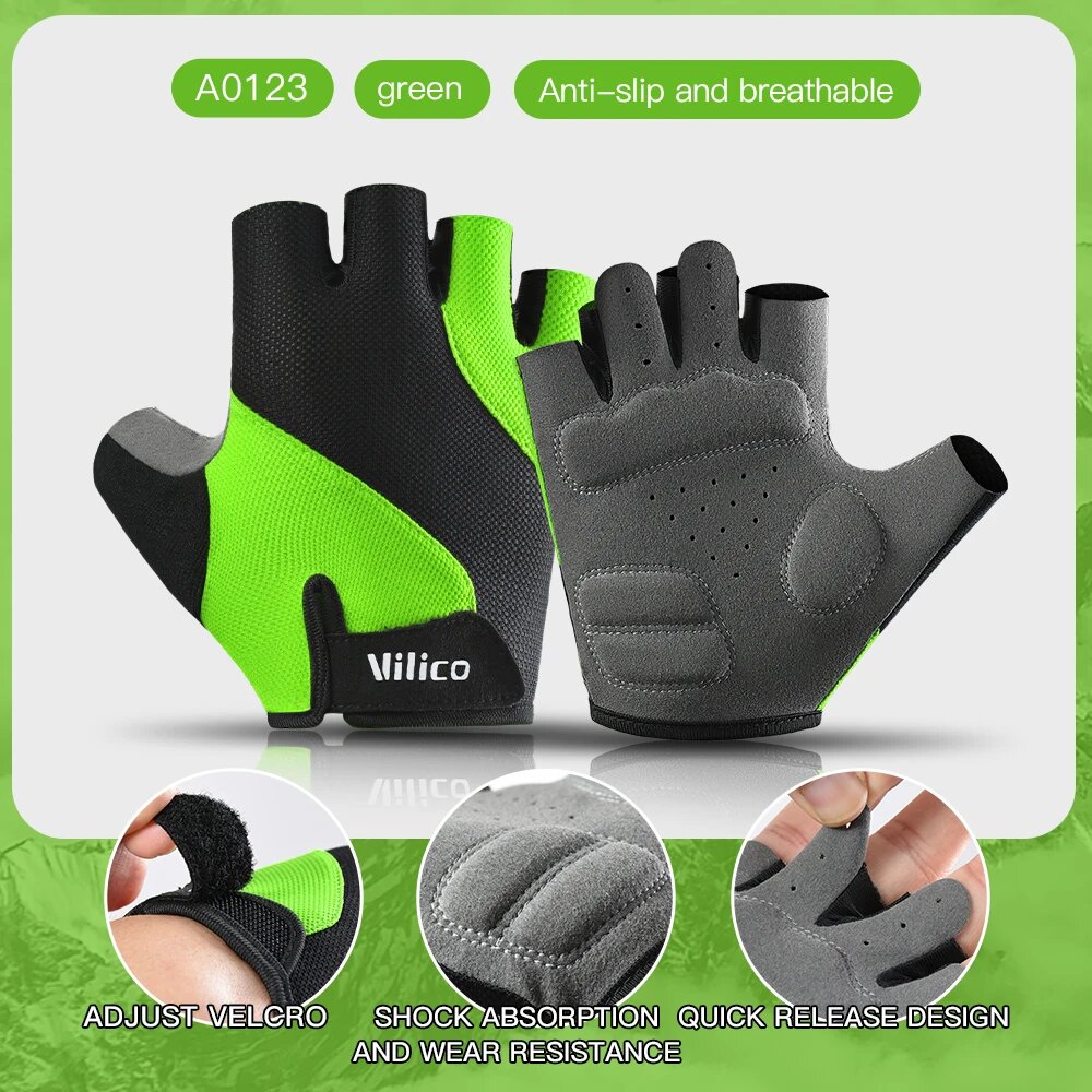 Кyncilor спортивные велоперчатки без пальцев Зеленый, XL, A0123-GN