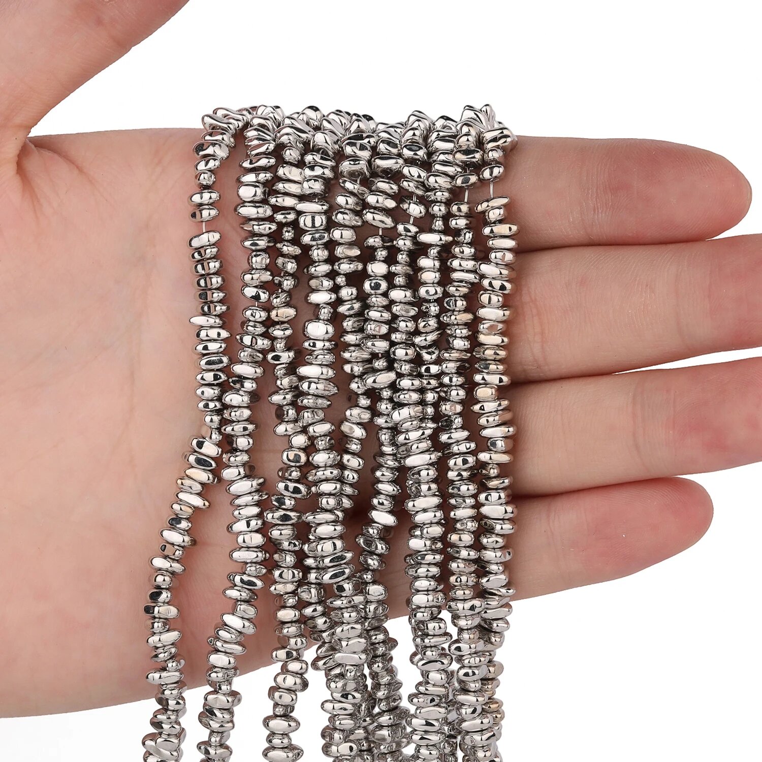 Гематитовые бусины LNMBII 4-6 мм золотые/серебряные white k1