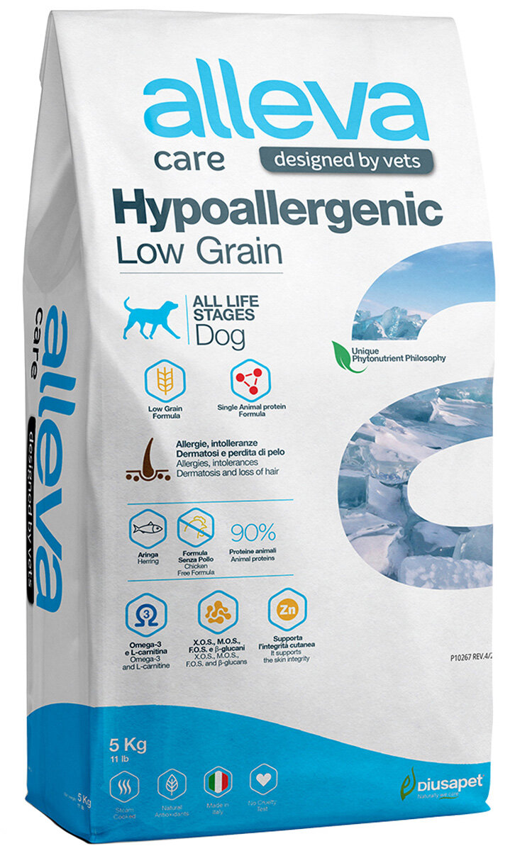 ALLEVA CARE ADULT DOG HYPOALLERGENIC LOW GRAIN низкоз для взр собак всех пород при пищевой аллергии 5 кг