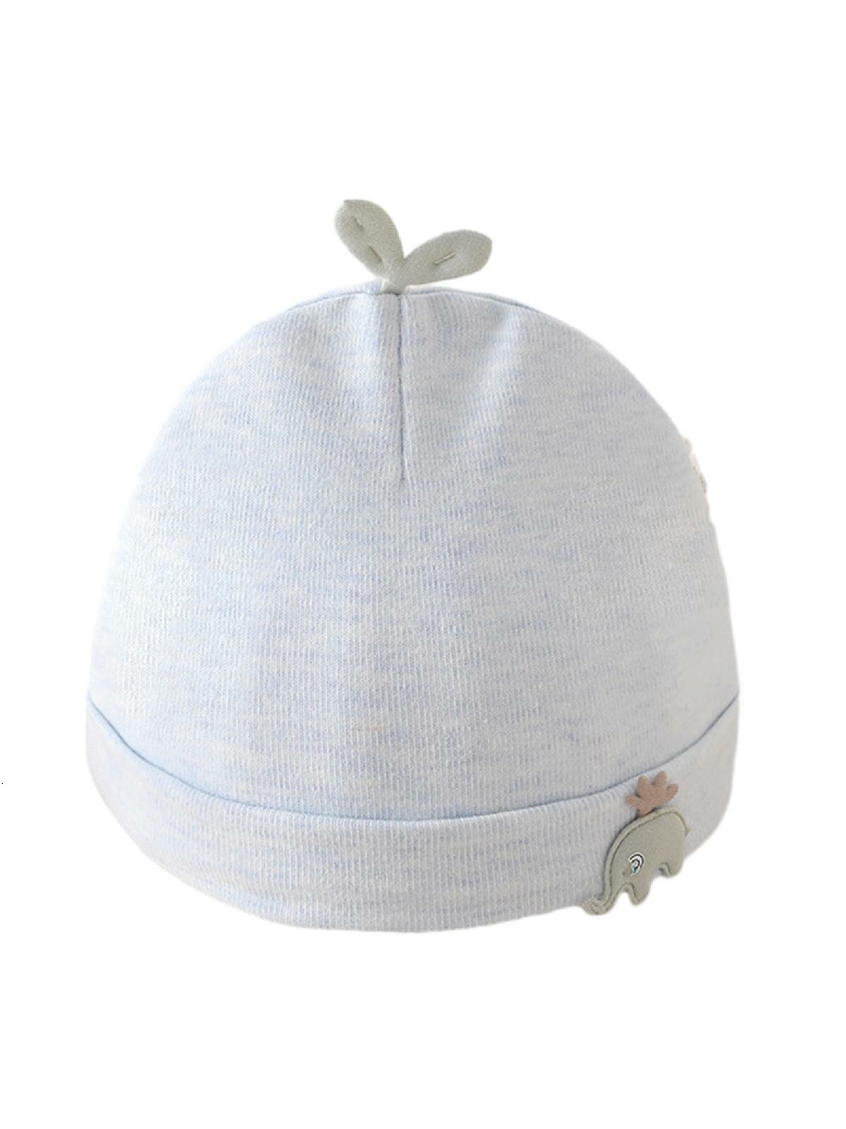 Детская шапка-бини с рисунком слона, Светло-голубой - S