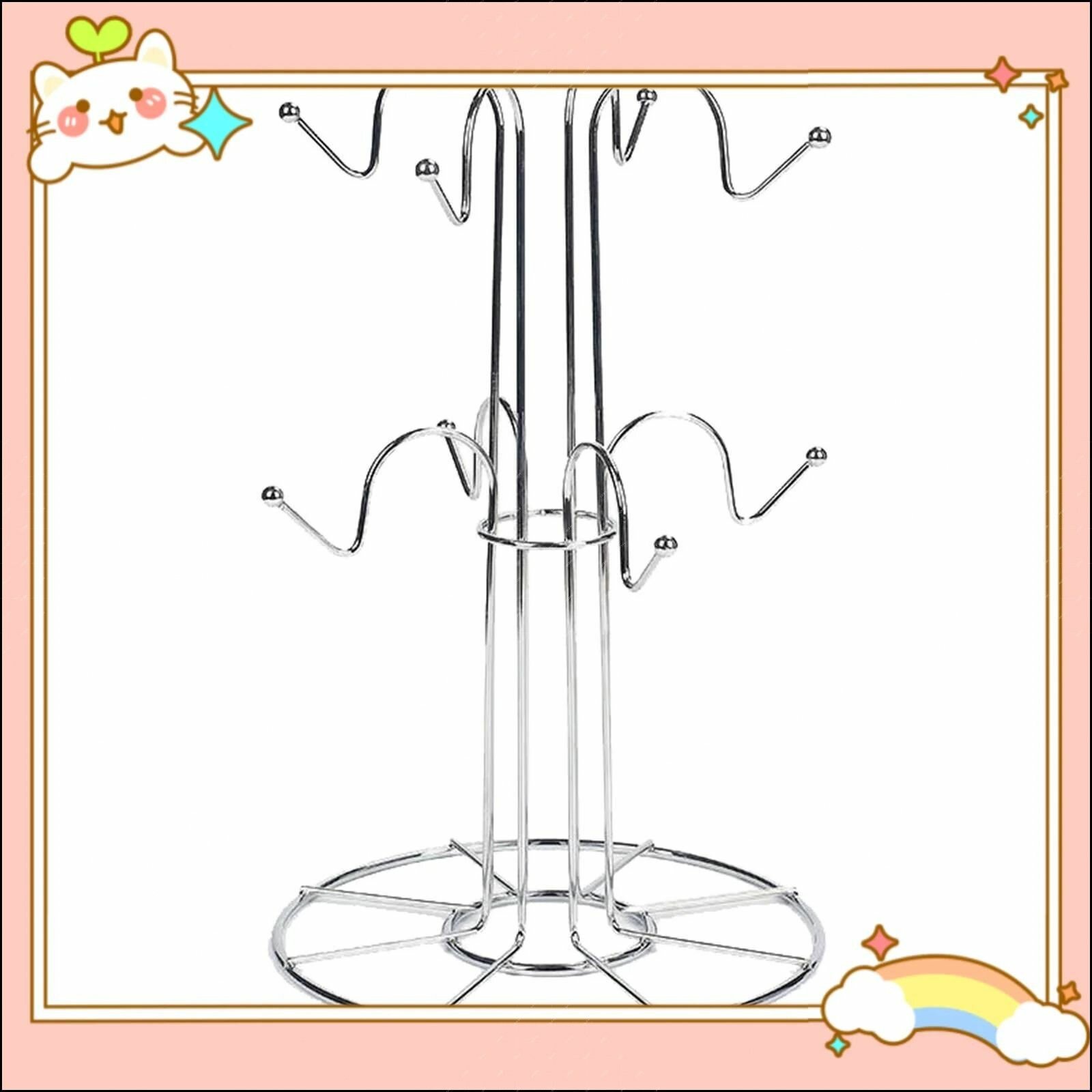 Металлический держатель на 8 крючков для сушки стаканов и кружек, практичная настольная стойка