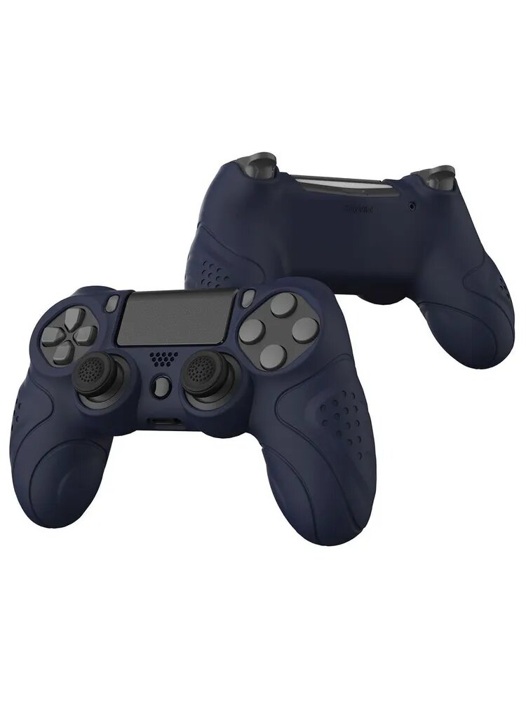 PlayVital Силиконовый защитный чехол для геймпада PS4 Slim/Pro Guardian Edition, противоскользящий, мягкий, темно-синий