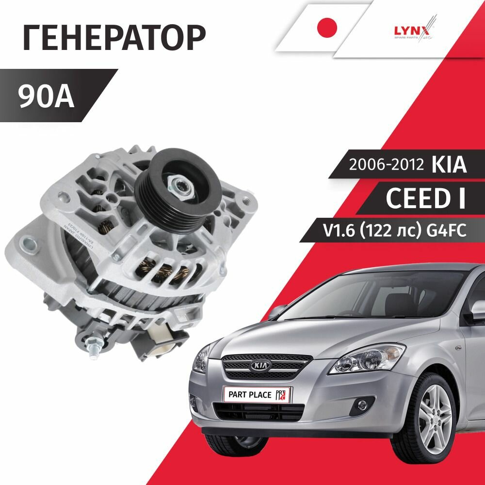 Генератор Kia Ceed (1) ED V1.6 (122лс) G4FC 2006 - 2012, 1 шт LYNXauto