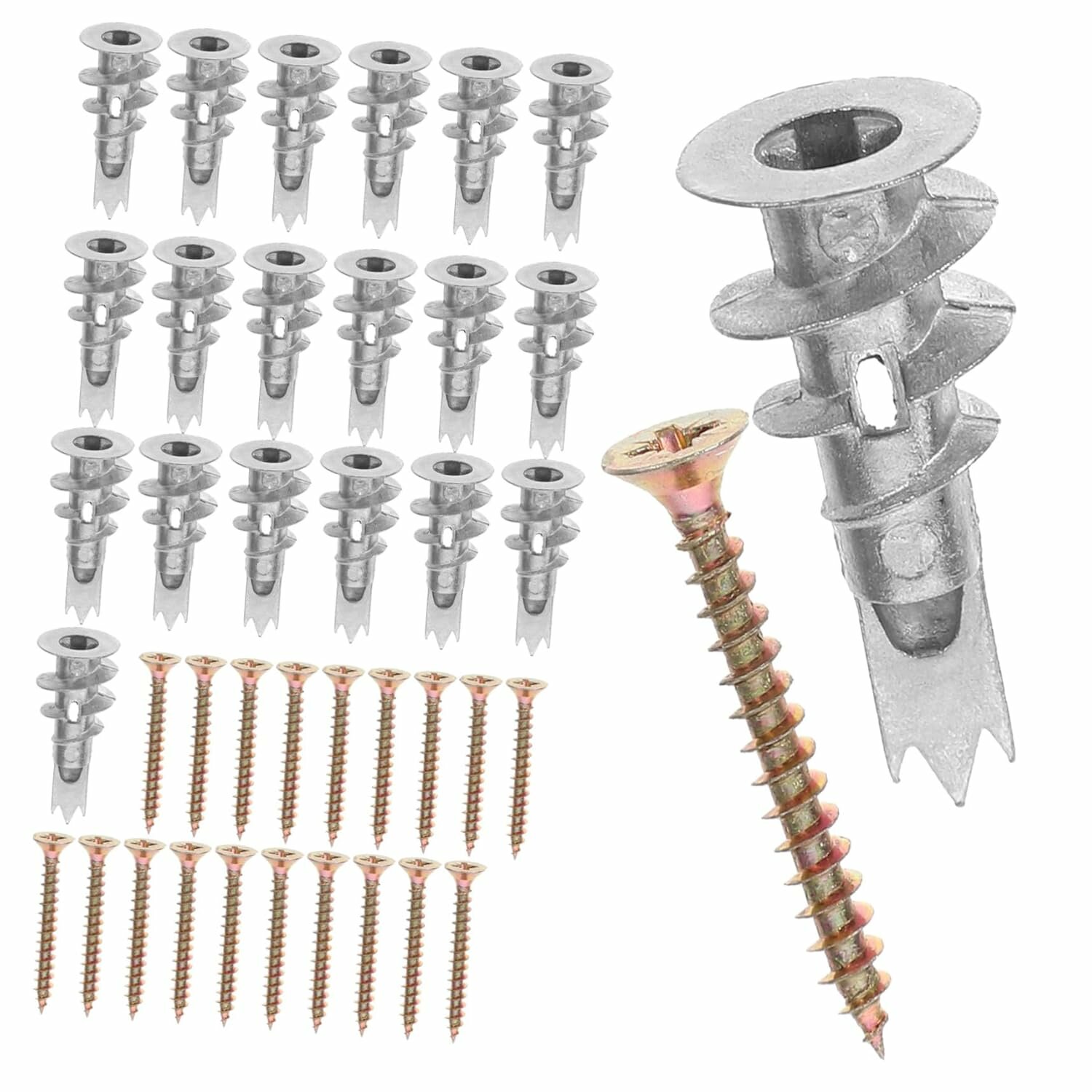 20 комплектов сверхмощных анкеров для гипсокартона, набор винтов, простой монтажный комплект настенных анкеров для гипсо