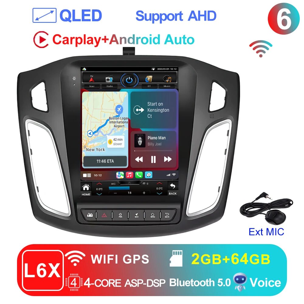 Автомобильный радиоприемник LEHX Pro android Мультимедиа 14 для Ford Focus 3 Mk3 L6X(2-64GB)-0