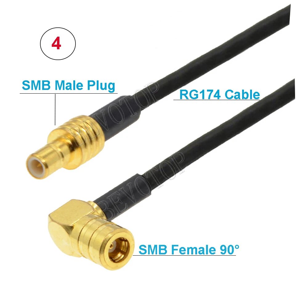 BEVOTOP RG174 Коаксиальный кабель SMB папа-мама 5-20 м 15CM, SMB M to SMB F90