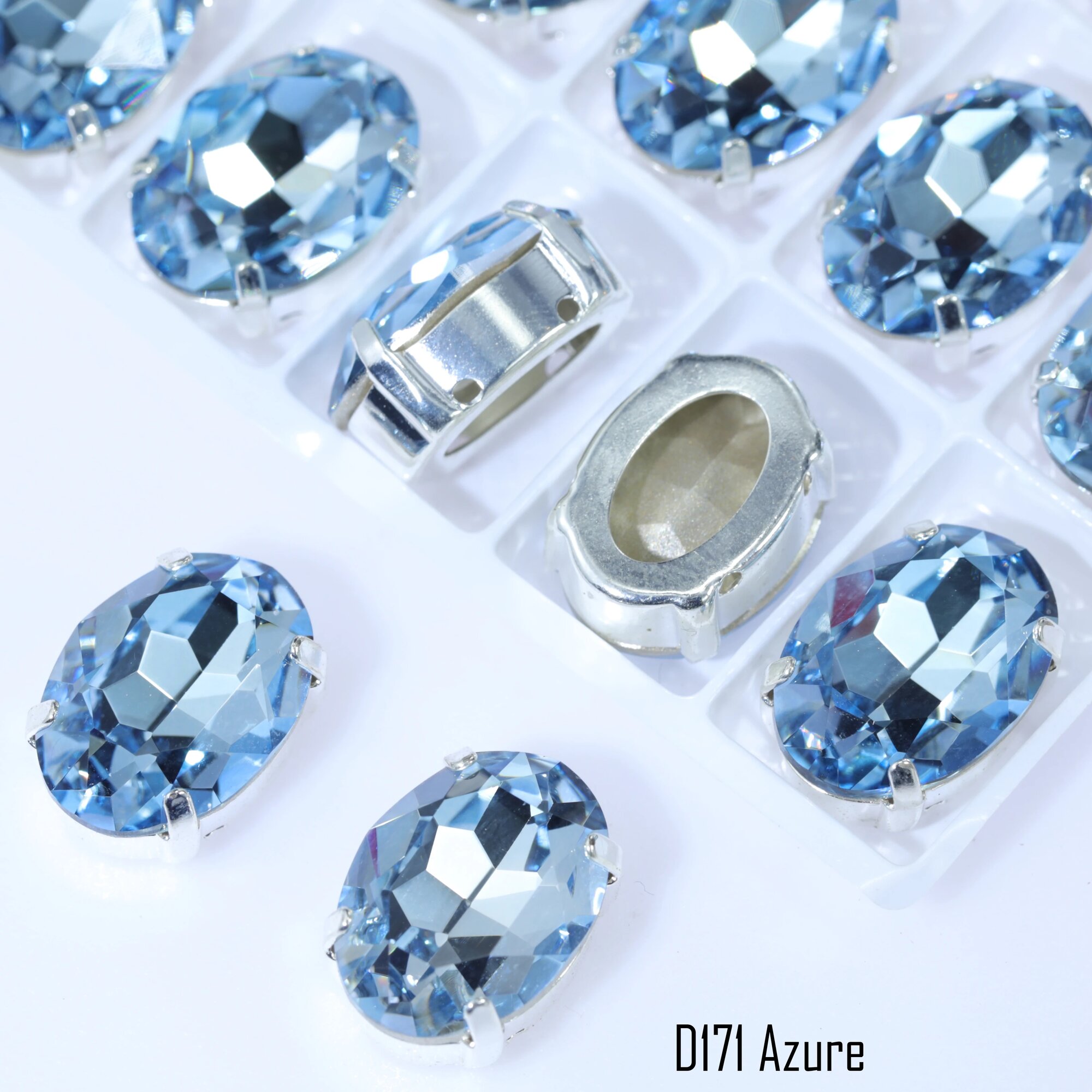 Каменные когти со стразами для декора Silver, Синий, 72Pcs 6mm8mm, D171 Azure