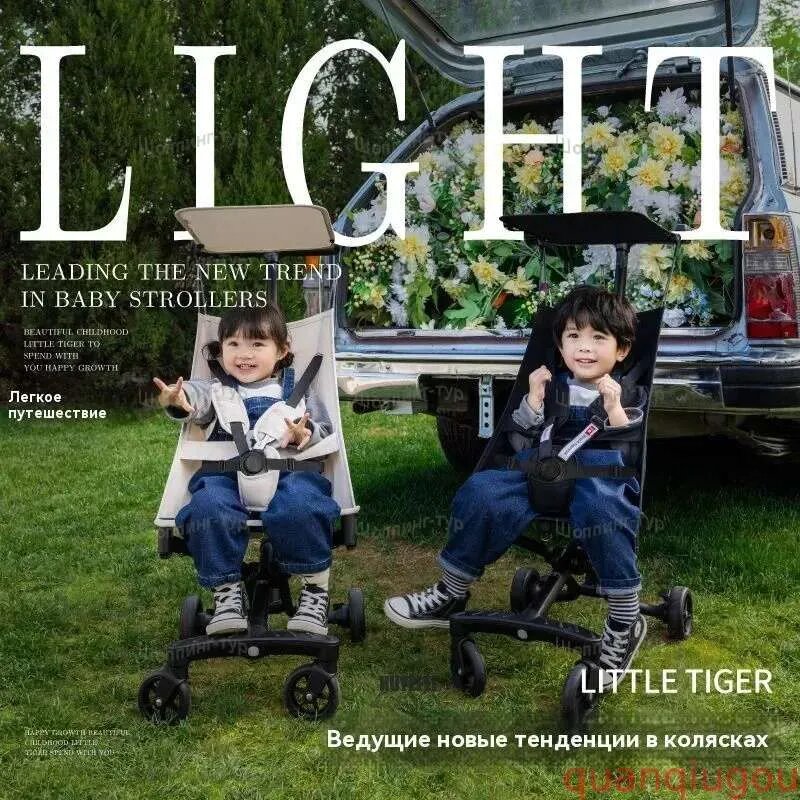 Легкая складная детская коляска Little Tiger T18 black, для прогулок