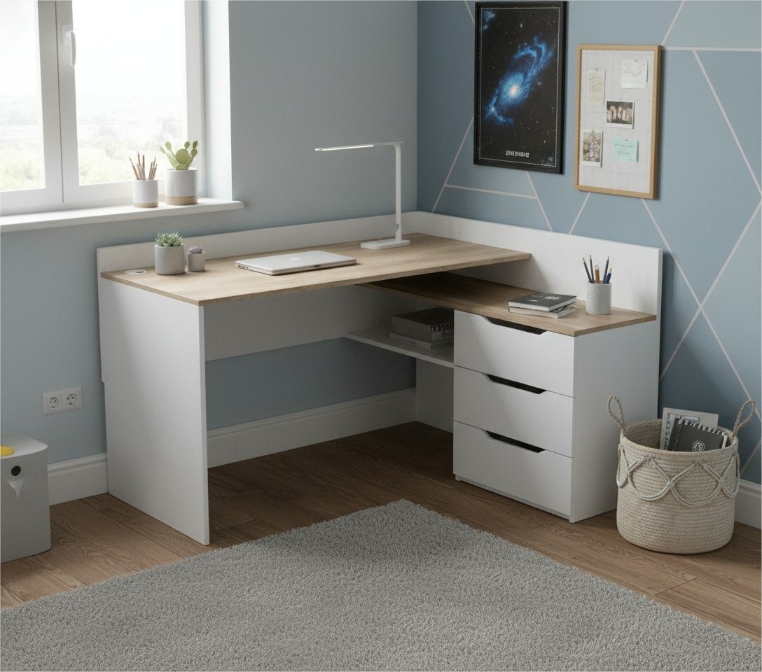 Компьютерный стол КСТ-1 (дуб каньон+белый)