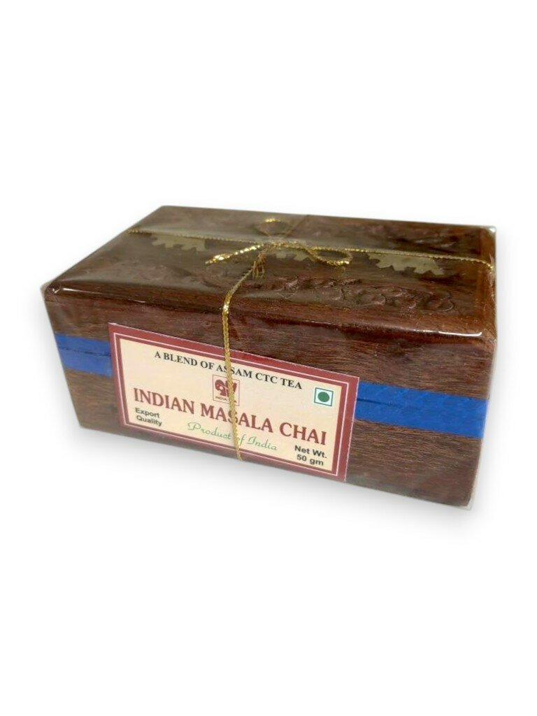 INDIAN MASALA CHAI Tea (Подарочный чай масала в деревянной коробке), 50 г.