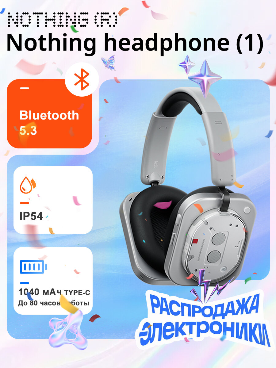 Наушники Nothing headphone (1), 1040 MAH,42dB ANC, BT5.3, IP52 Белый
