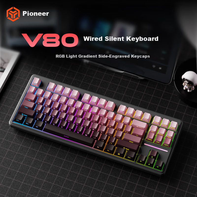 EWEADN V80 Проводная тихая клавиатура с механическим ощущением RGB-подсветка 87-клавишная раскладка для офиса и игр