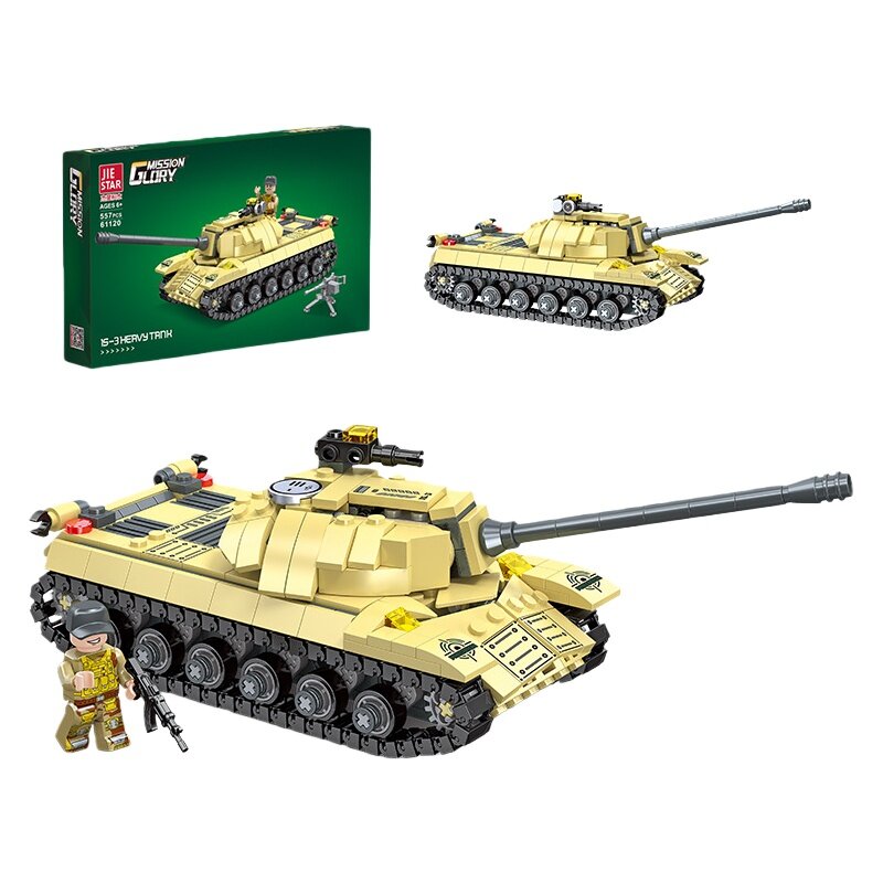Модель строительного блока JIE STAR IS-3 heavy tank small particle military DIY assembly building block