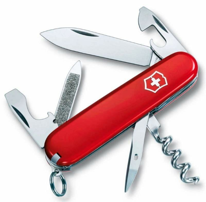 Нож перочинный VICTORINOX Sportsman 84 мм, 13 функций, красный (0,3803)