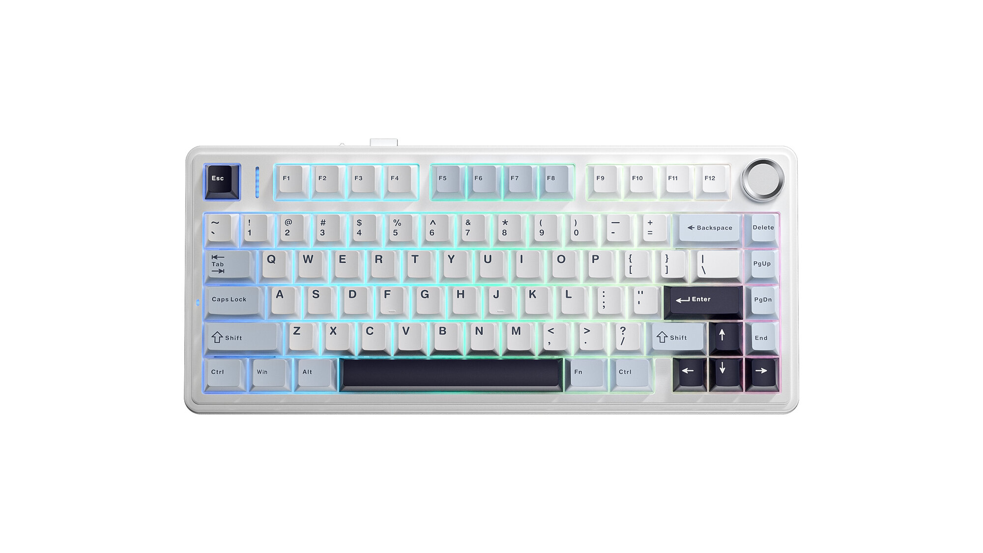 Клавиатура AULA F75 Light Blue-White-Black Purple Reaper Switches Russia, подключение: проводное, Bluetooth, 2.4 Ггц