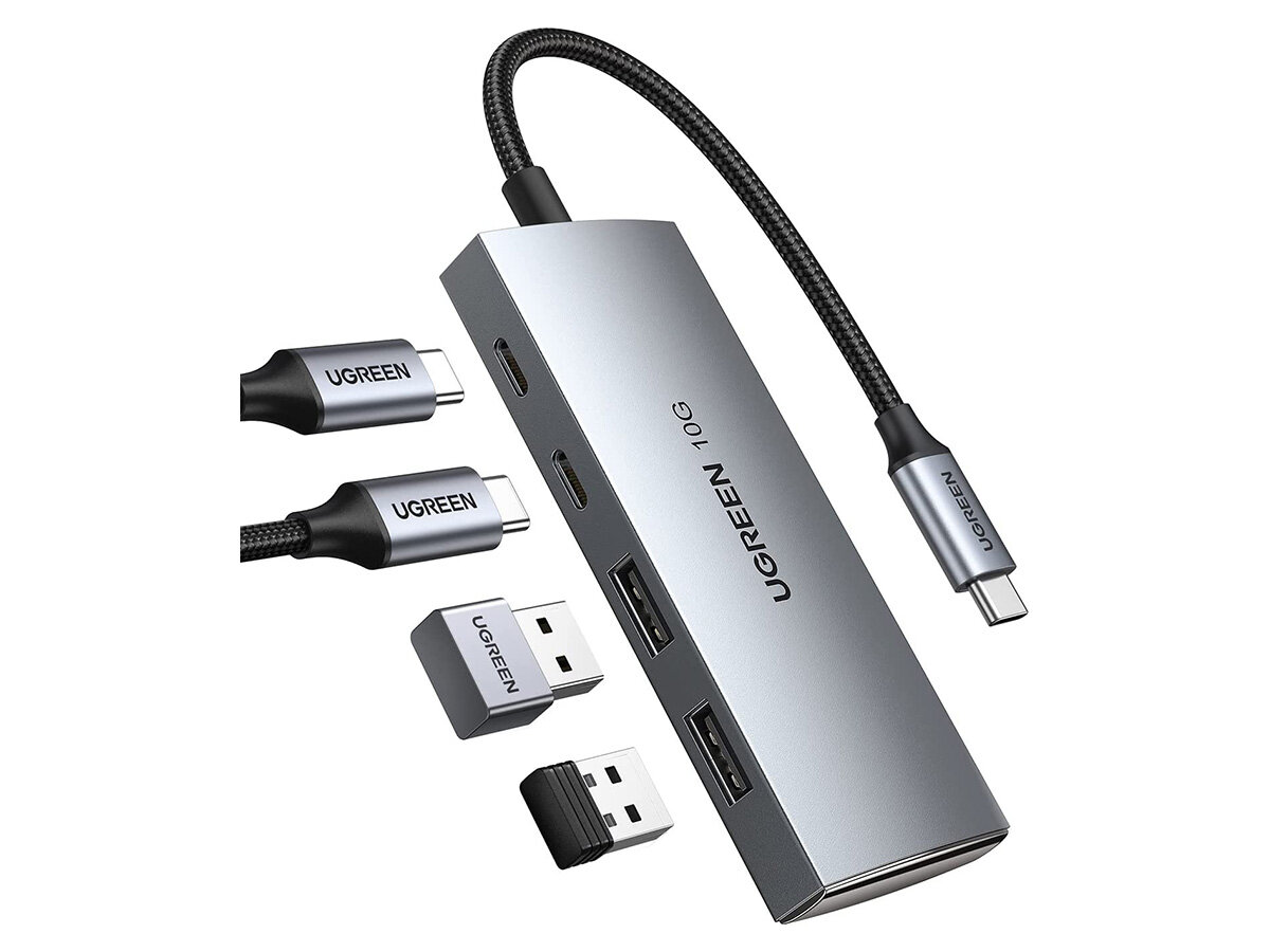 USB-разветвитель Ugreen Hub 4 In 1 CM480 USB Type-C, серебристый (30758),