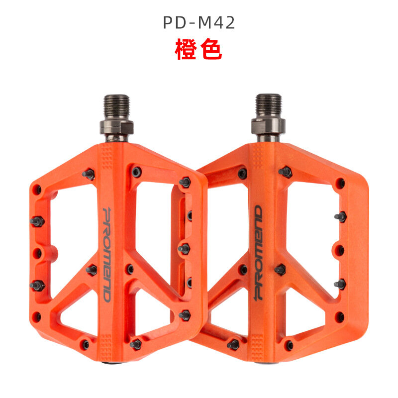 Педаль горного велосипеда PROMEND M42 с нейлоновым подшипником и широкой платформой, оранжевый L-размер для езды