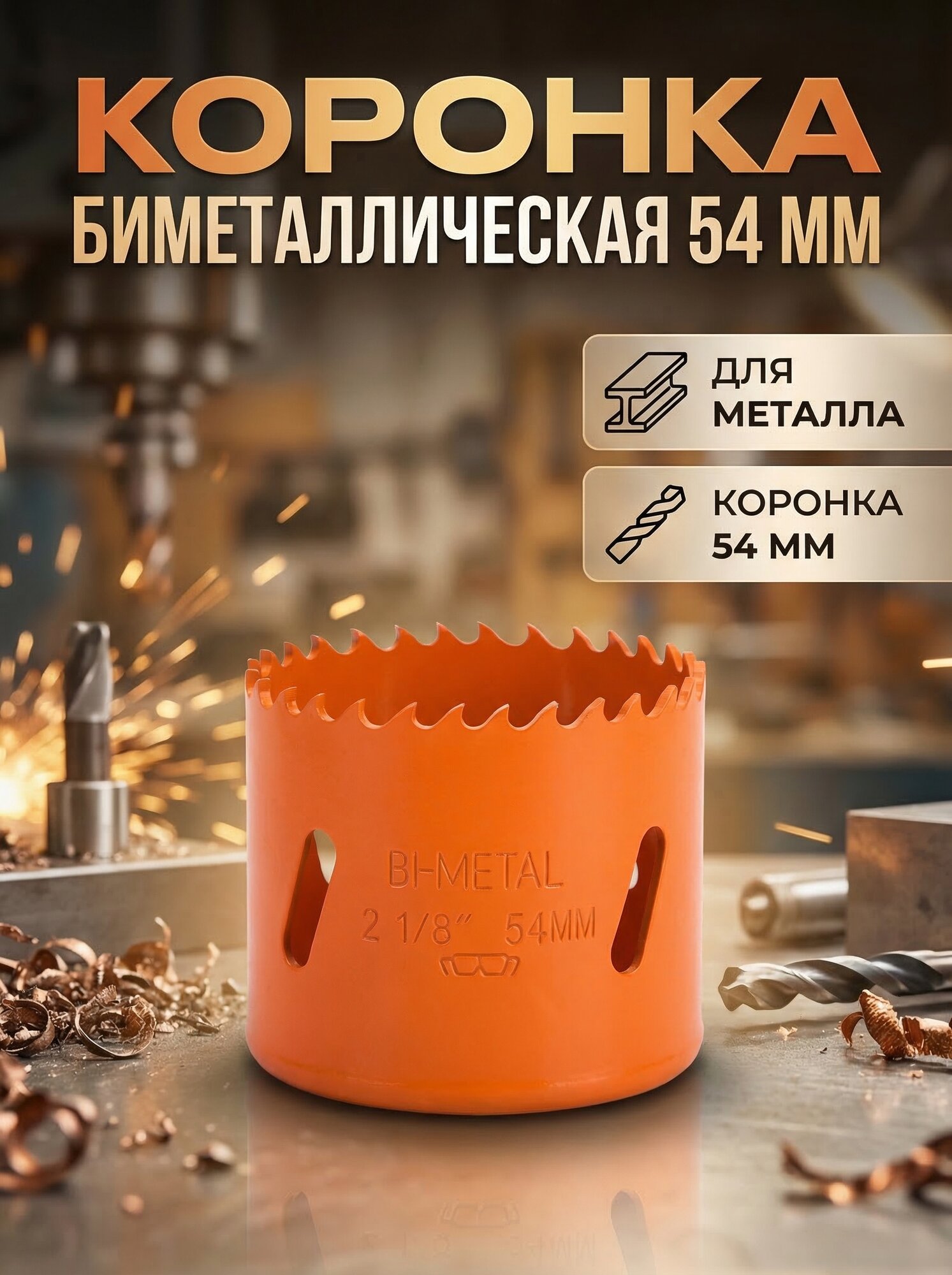 Коронка Креост 7121054, биметаллическая, для металла, диаметр 54мм