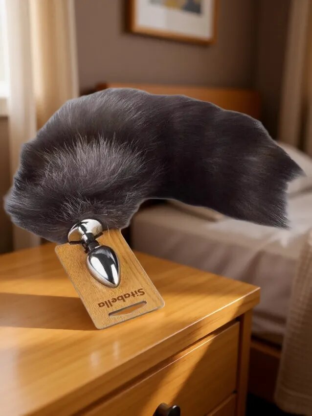 Sitabella Анальный плуг с хвостом никель, D: 2.7 см, длина: 30 см, серебристый