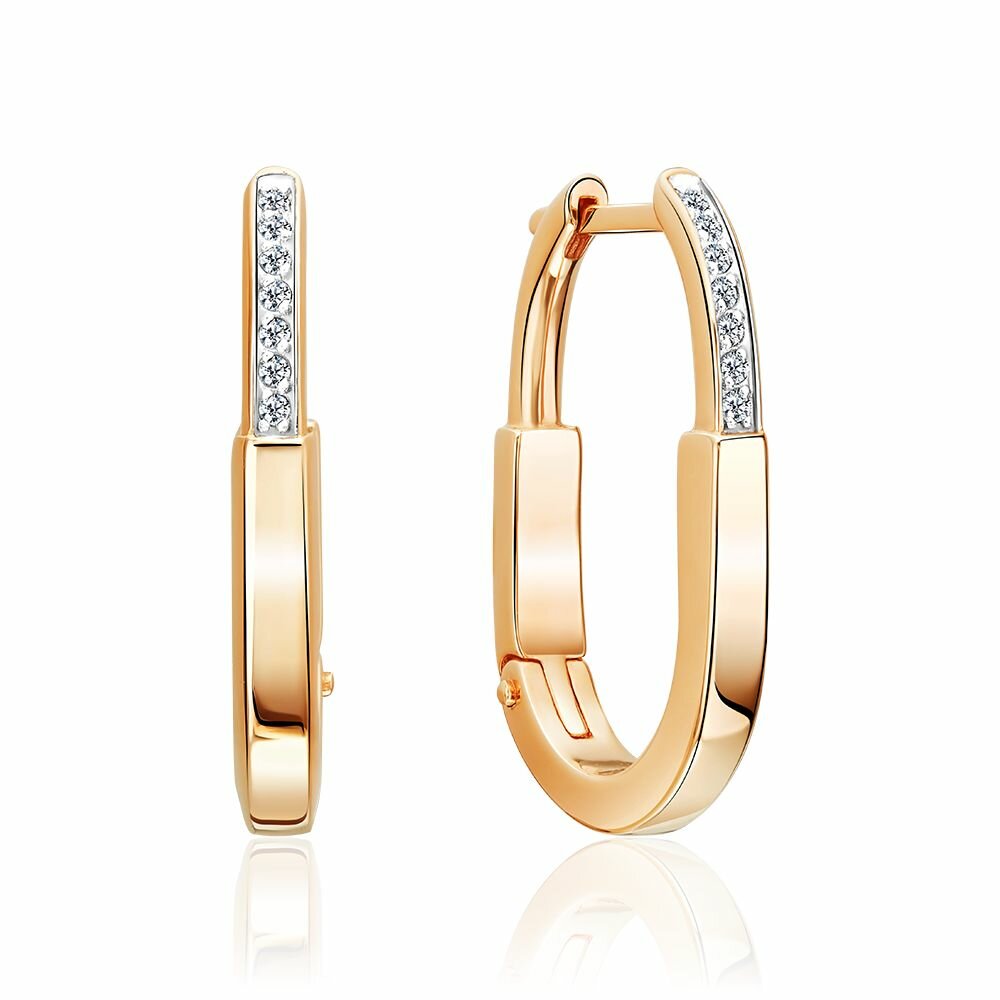 Серьги, красное золото, 585 проба, фианит