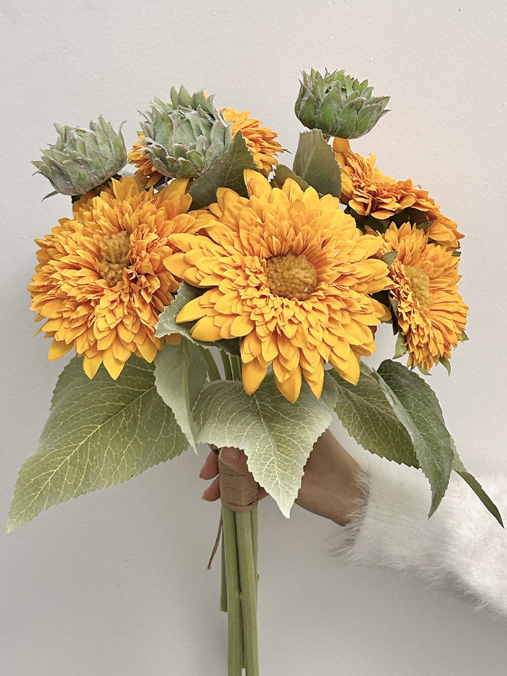 Букет искусственных подсолнухов,5 пышных цветов и 3 бутонов