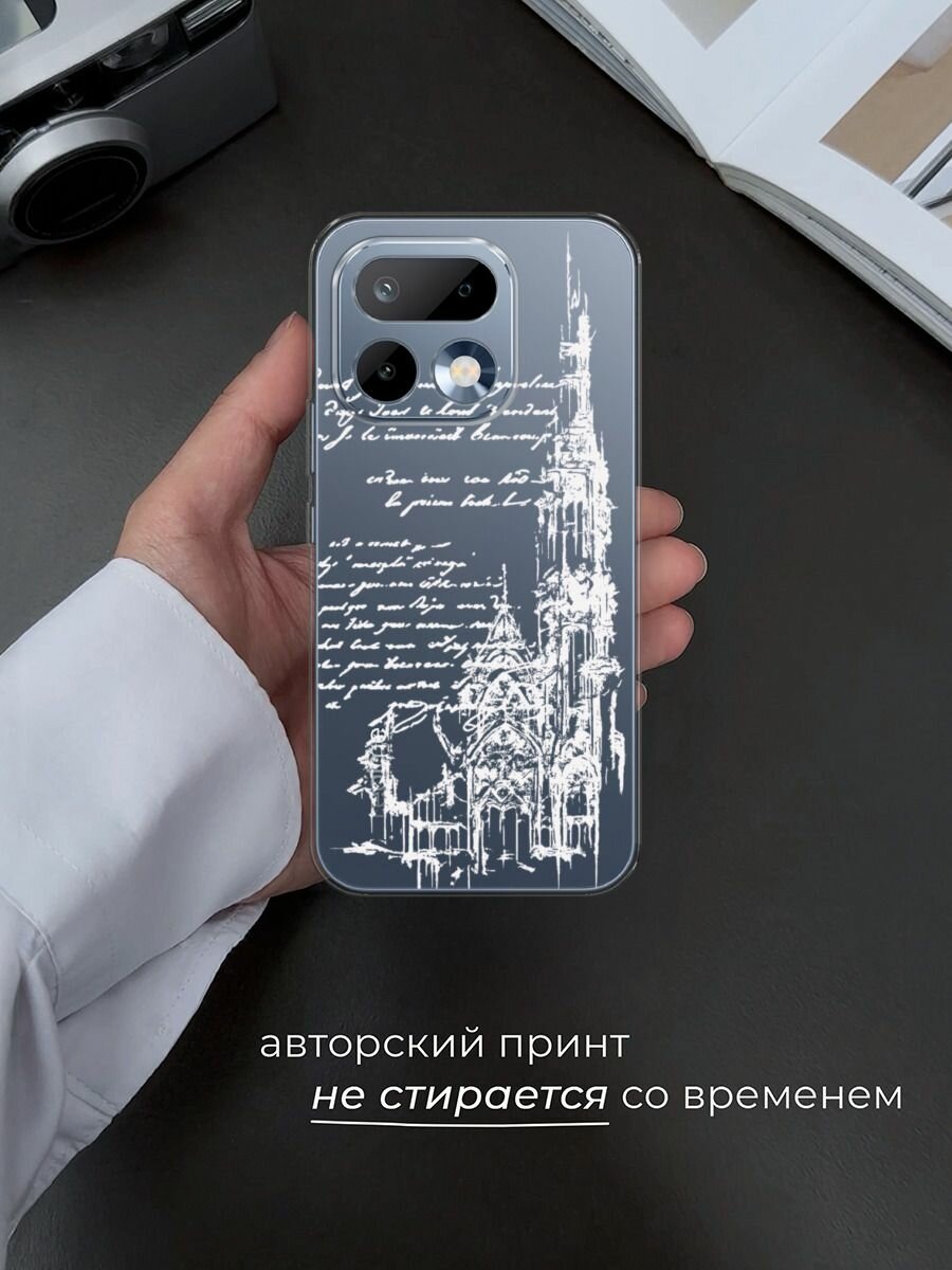 Чехол на Realme 16 Pro / Реалме 16 Про с принтом Рукописная готика, прозрачный — фото 1
