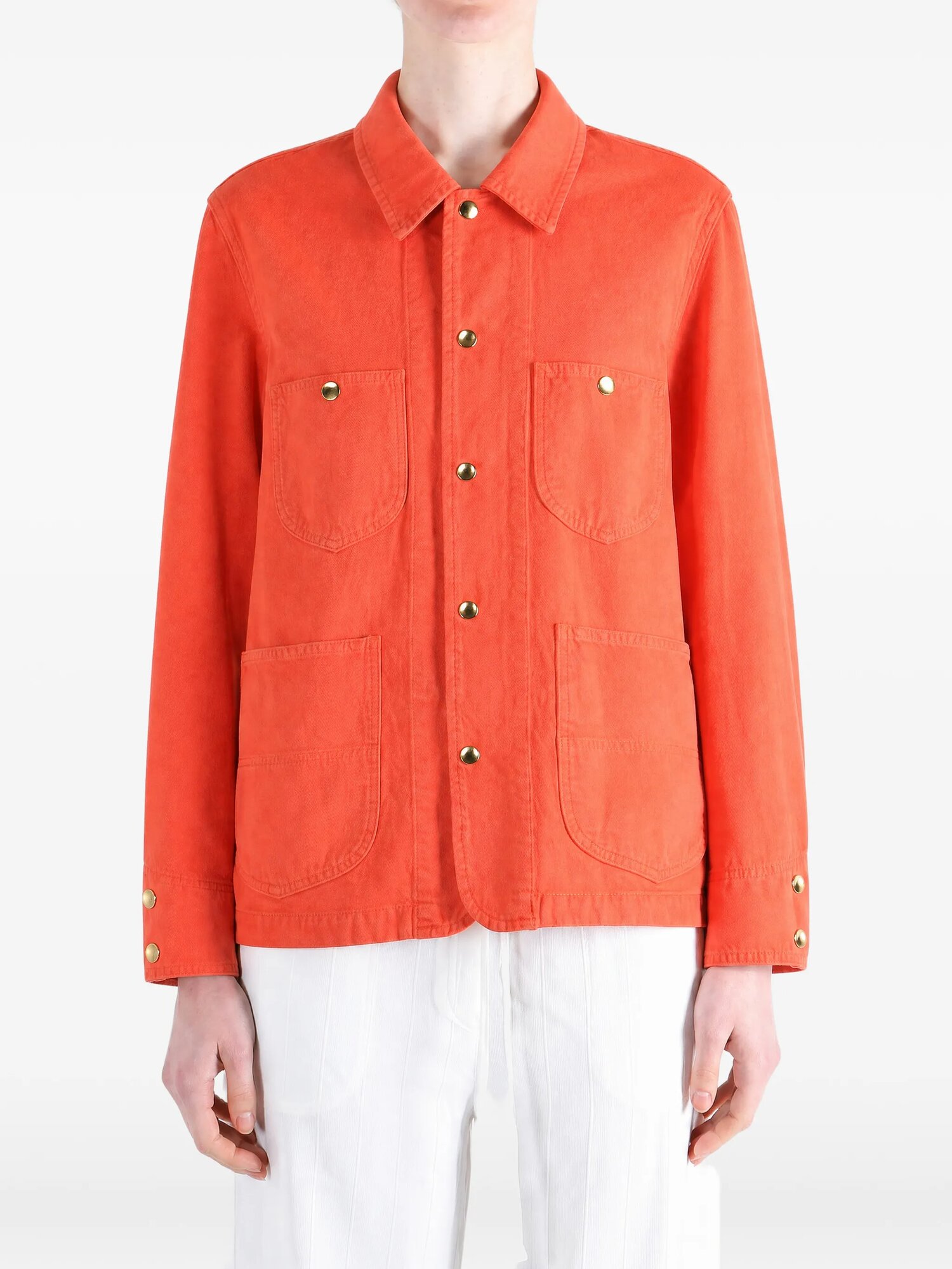 Куртка AURALEE Button-down patch-pocket jacket, размер 42, orange — фото 1