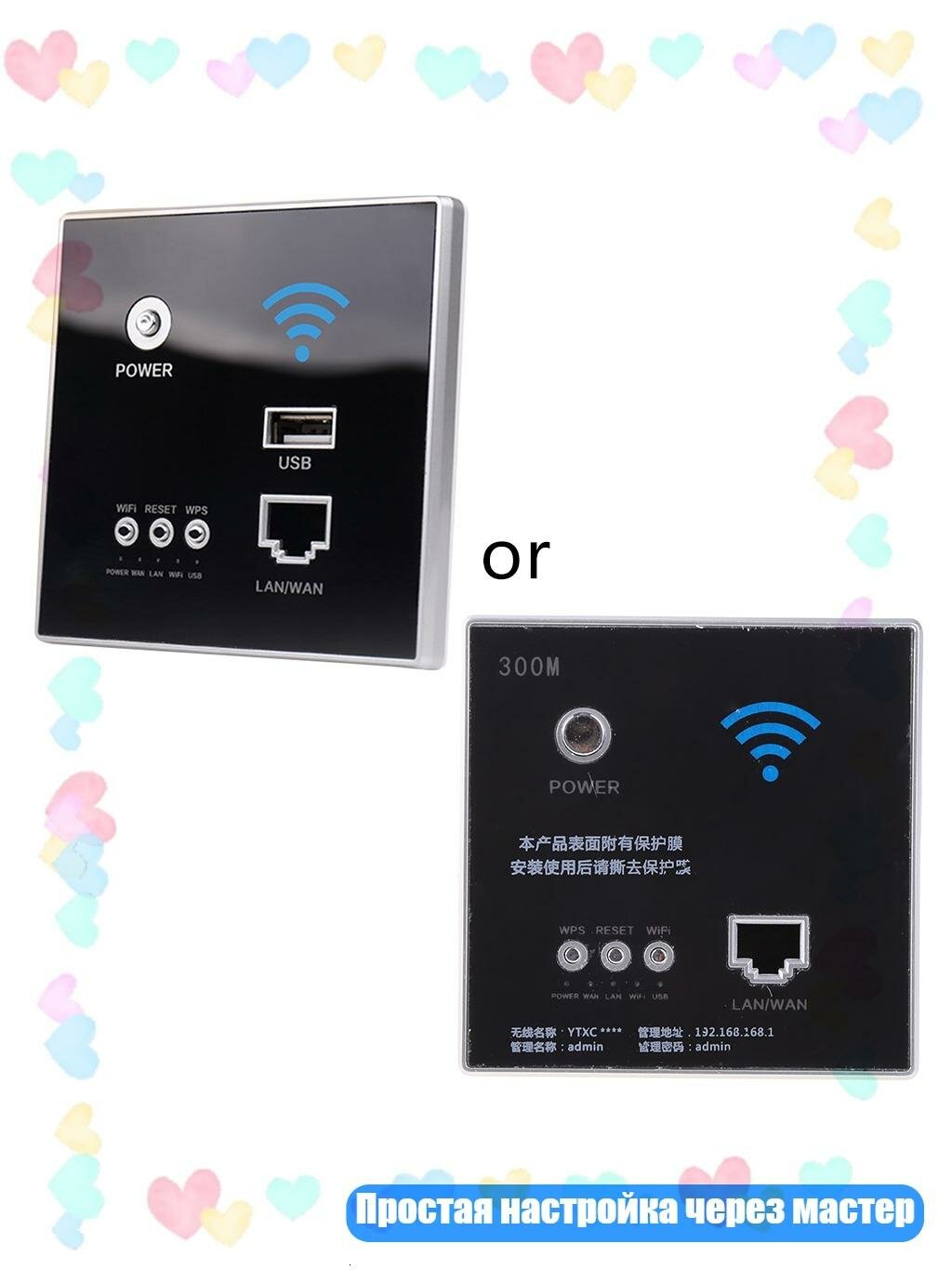 Wi-Fi ретранслятор 300 Мбит/с, Черный