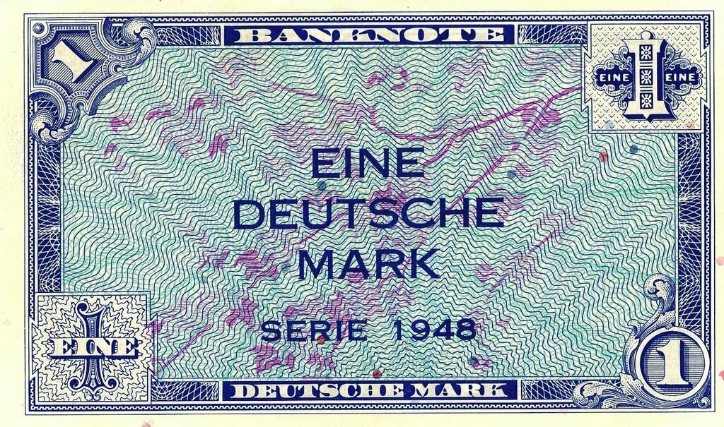 1948 Банкнота Германия ФРГ 1 марка XF