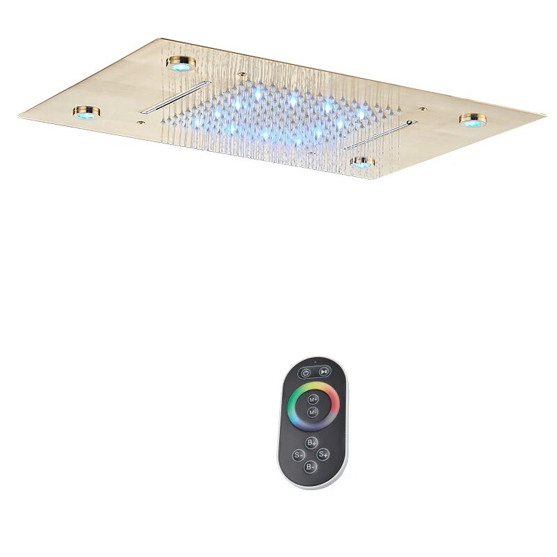 Комплект душево-раковинных смесителей с LED, крупногабаритные потолочные смесители, латунный водопадный кран для ванны, скрытые душевые системы для раковины в ванной комнате
