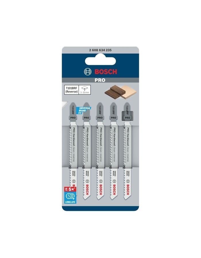 Bosch T101BRF BiM Clean for HardWood пильные полотна 100x2.5 (по дереву), 5 шт, 2608634235