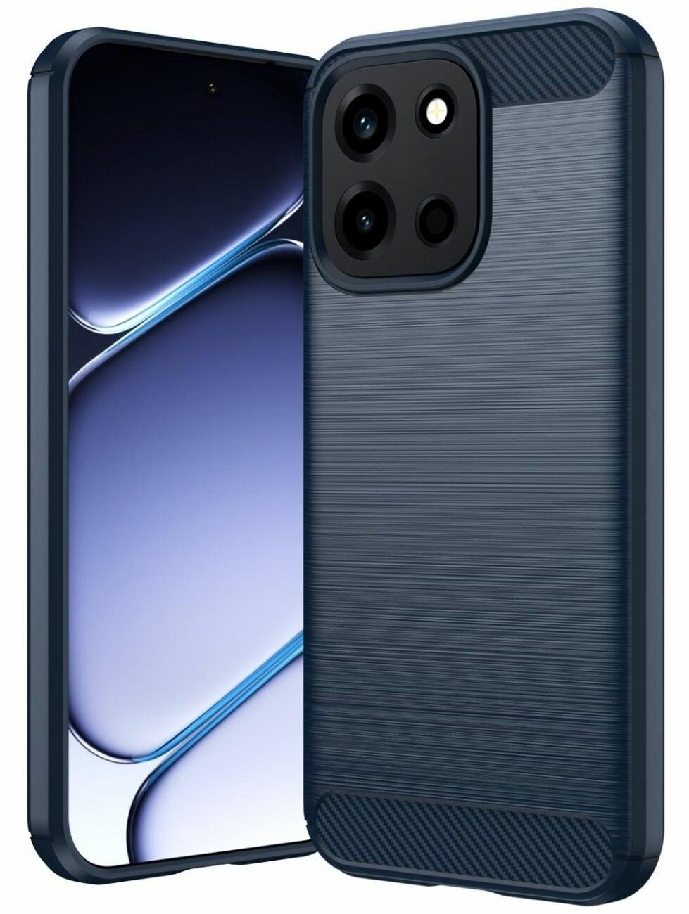 Чехол на OnePlus Turbo 6V силиконовый карбон сталь синий противоударный