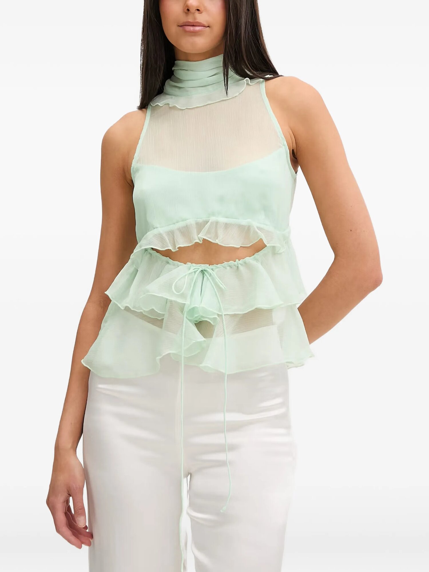Блуза Cynthia ruffled cut-out sleeveless blouse