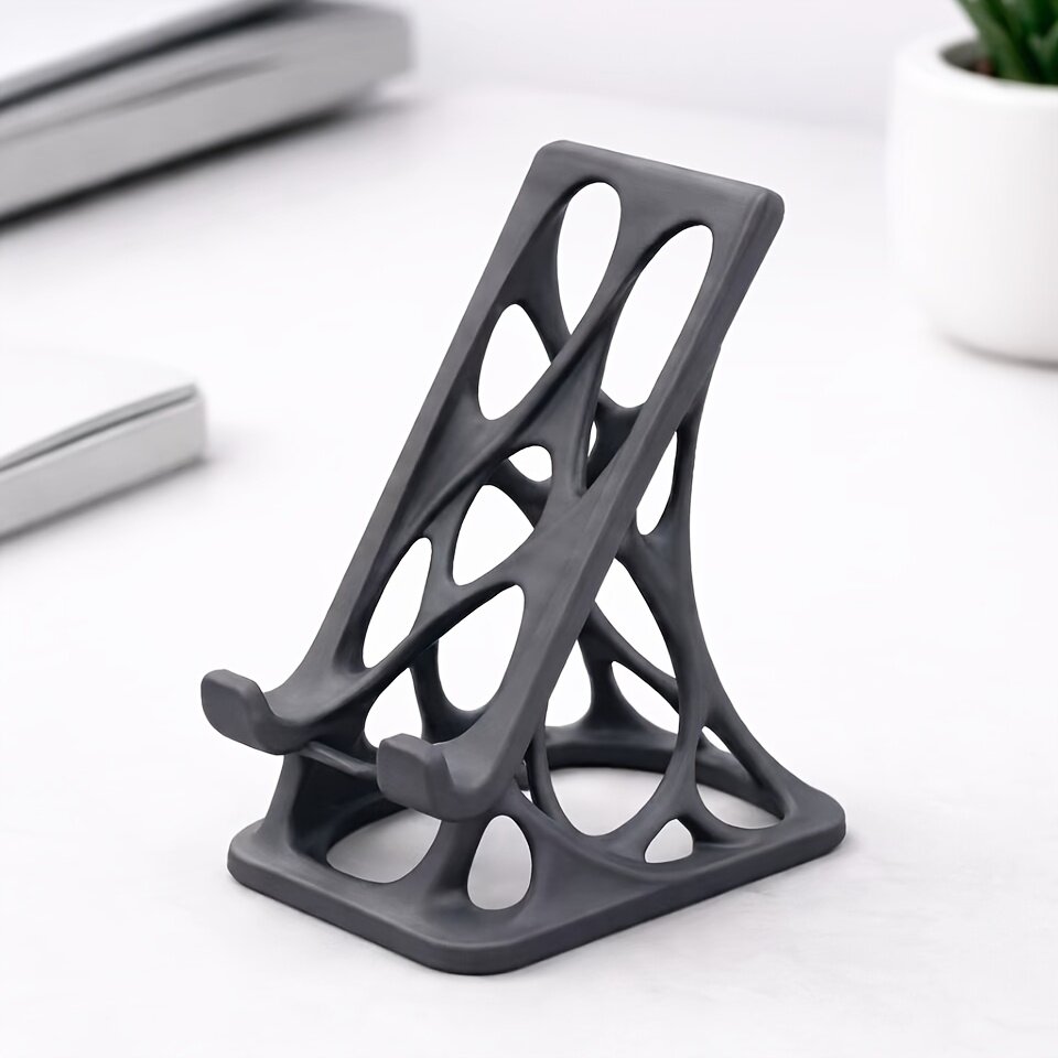 3D-печатная бионическая полая пластиковая подставка для телефона с эффектом текущей жидкости, скелетный дизайн, черный цвет, портативная креативная подставка-держатель для мобильного телефона