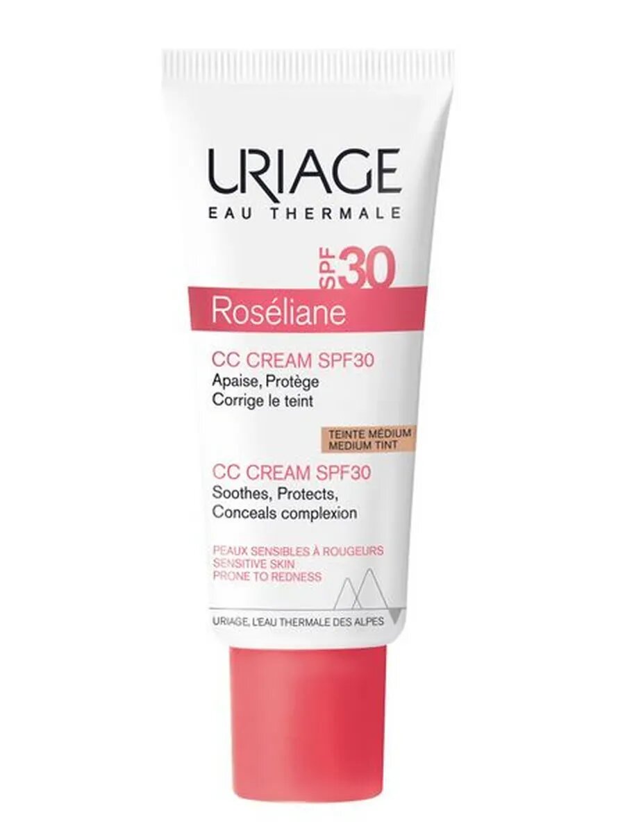 СС-Крем тональный для чувствительной кожи лица против покраснений SPF30 Roseliane Uriage/Урьяж туба 40мл тон Средний