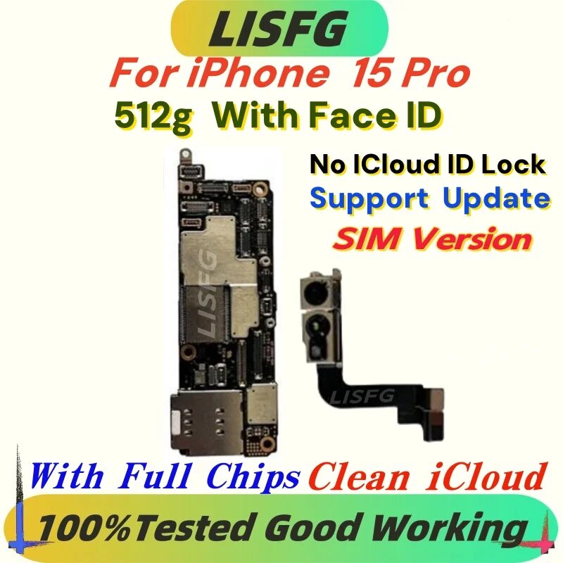 Для iPhone 15/15 Pro разблокированная материнская плата, полностью протестированная материнская плата с Face ID Clean iCloud OK, основная поддержка обновления ОС, материнская плата